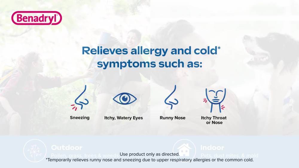 Benadryl Ultratabs Antihistamine Cold & Allergy Relief Tablets, 100 Ct ...