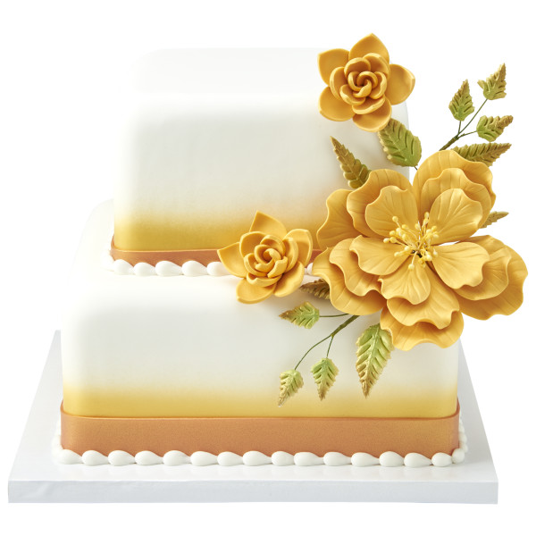 Decopac Ruffle Flower Gold Gum Paste Flowers | DecoPac