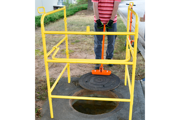 Move manhole covers with this lightweight, one-piece magnetic lid lifter