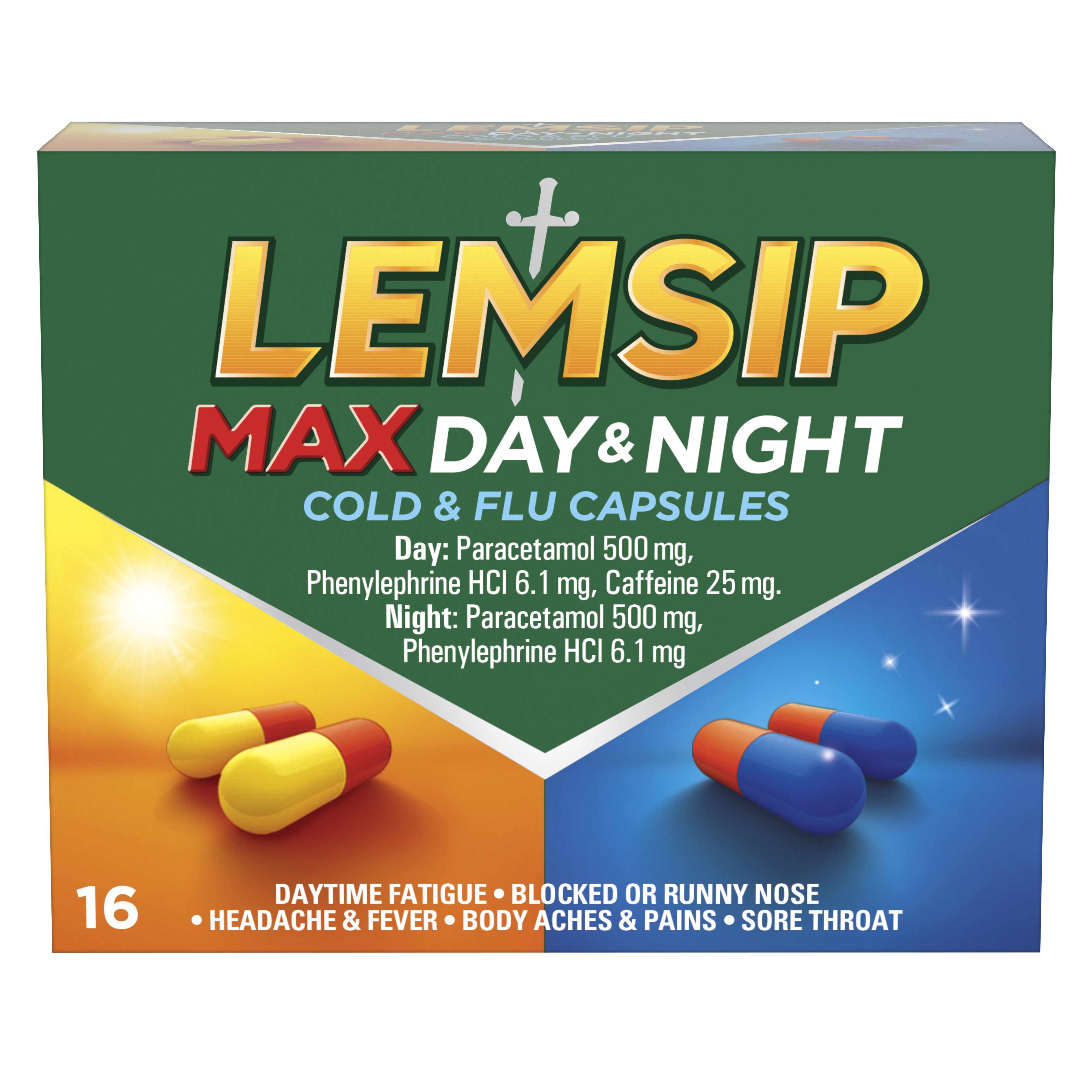 Lemsip Max Day & Night Cold & Flu Capsules 16pk | Lemsip NZ