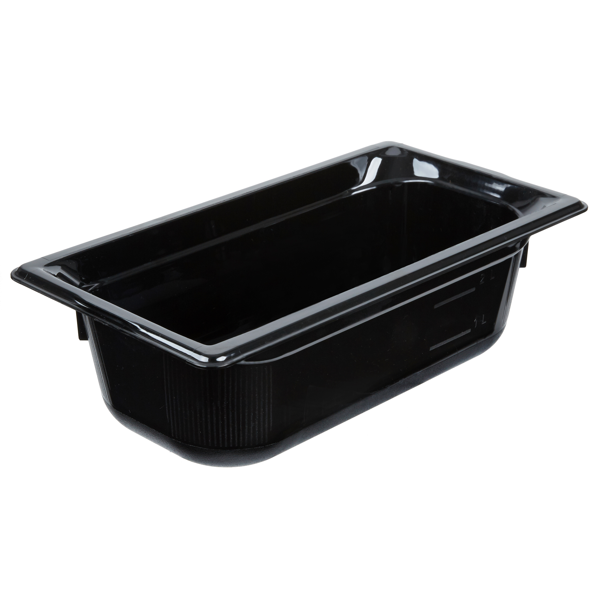 Third-size 4-inch-deep Super Pan® high-temperature plastic pan in black ...