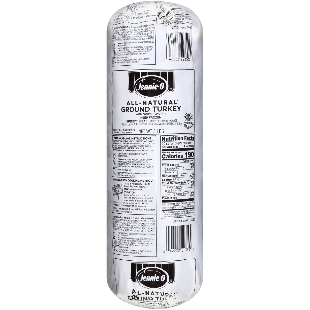 JENNIE-O® All Natural Raw Ground Turkey, 85% Lean, 4/5 lb • Hormel ...