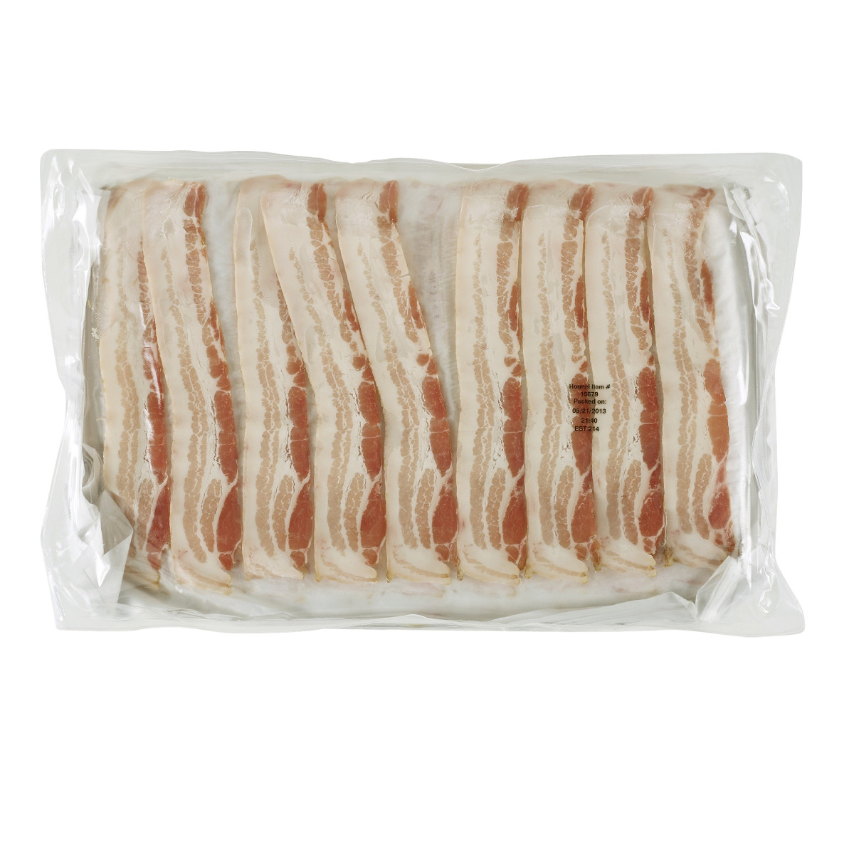 LAYOUT PACK® Bacon, 23/27 slice, 15 lb • Hormel Product Code: #15679 ...