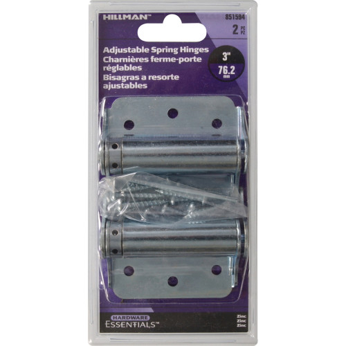 Hardware Essentials Adjustable Screen Door Spring Hinge Zinc (3") 2 Pack