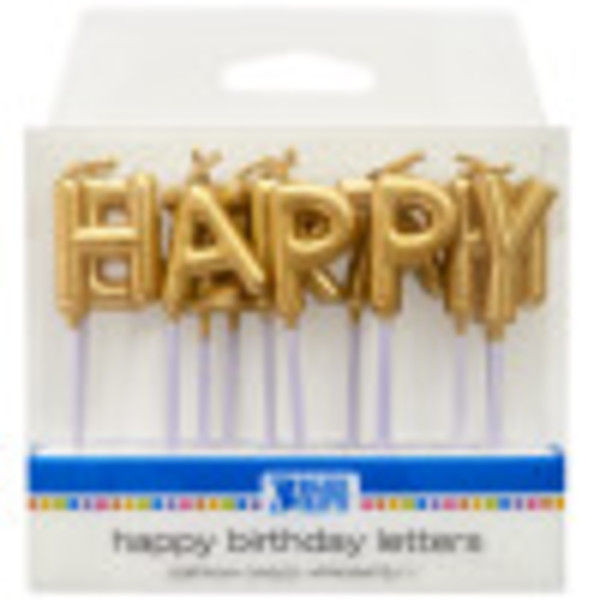 Gold Happy Birthday Letters | Specialty Candles | DecoPac