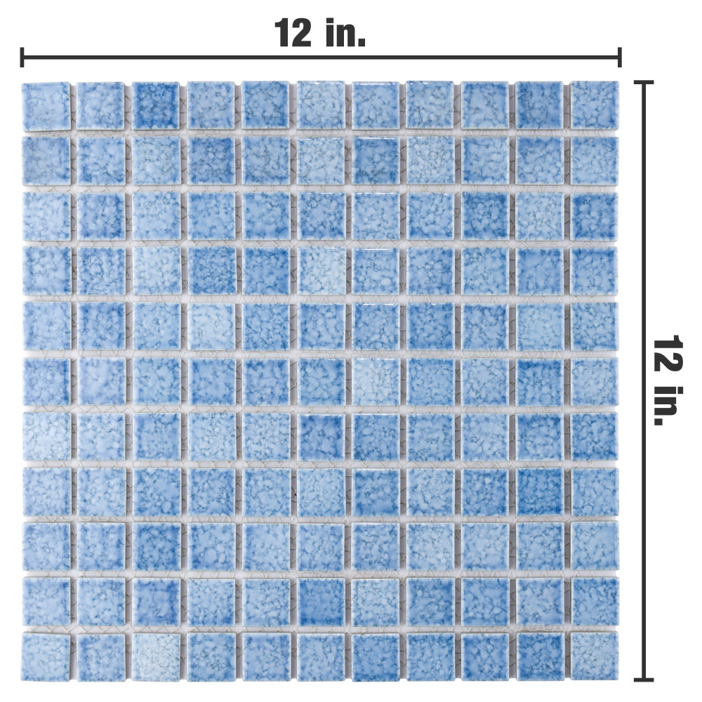 Fountain Square Blue 12 in. x 12 in. Porcelain Mosaic Tile | Merola Tile