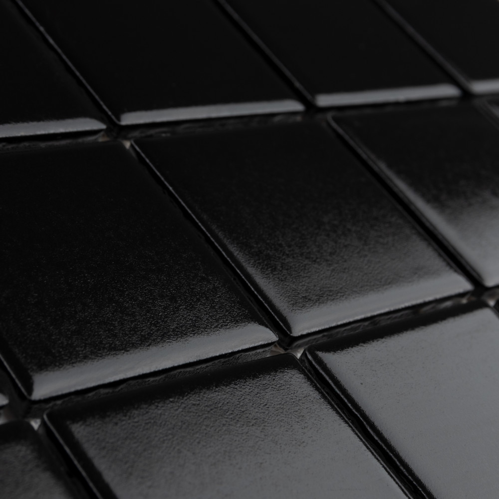 Metro Quad Matte Black 11-3/4 in. x 11-3/4 in. Porcelain Mosaic Tile ...
