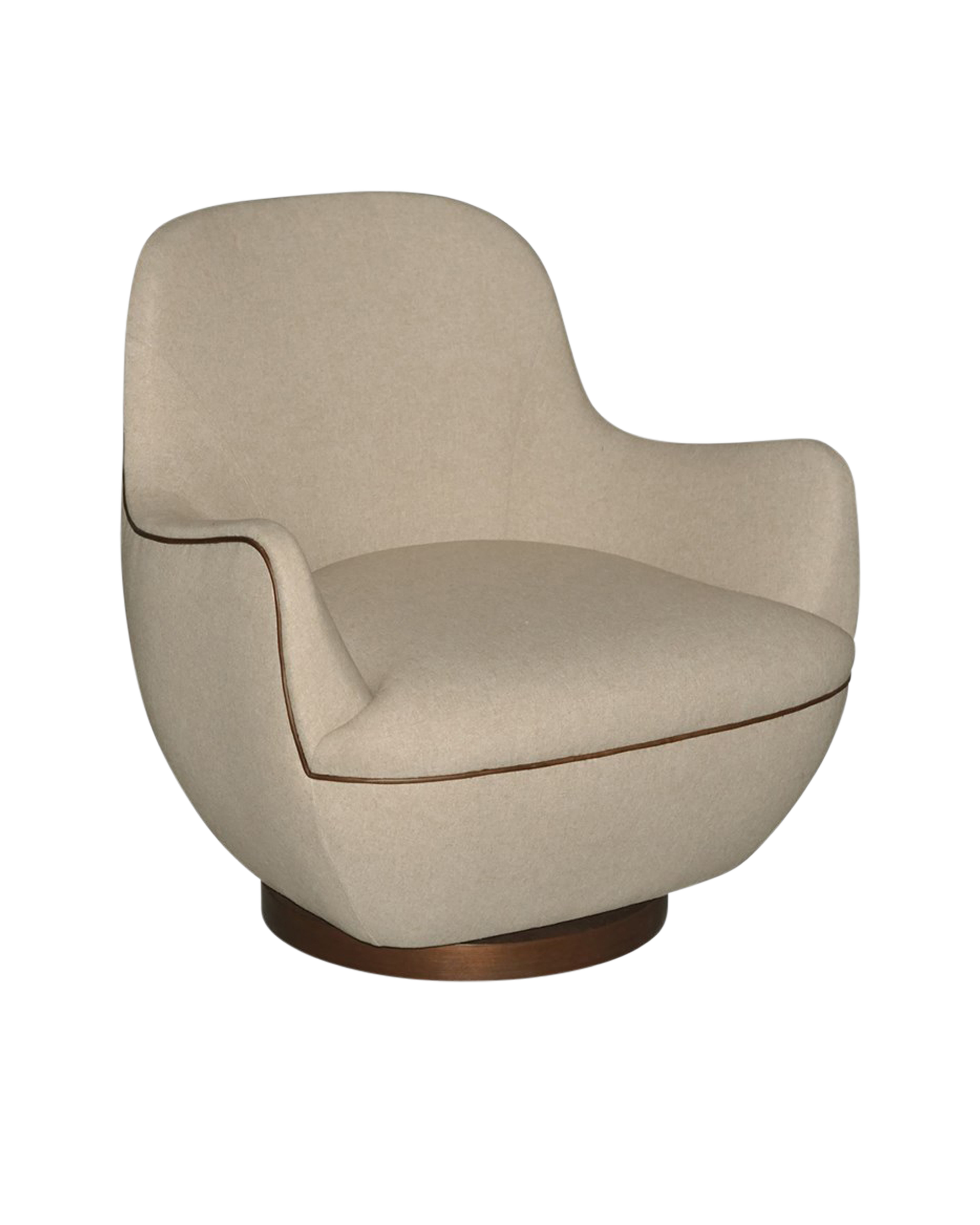 Brene Walnut Swivel Armchair, Felton Oatmeal