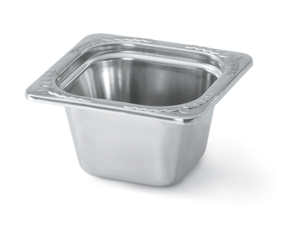 Sixth-size 4-inch-deep Miramar® stainless steel decorative pan