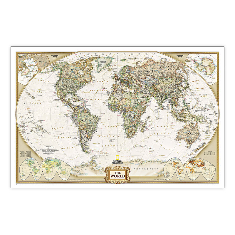 National Geographic World Executive Map, Laminated, 46" x 30.5" - Zuma