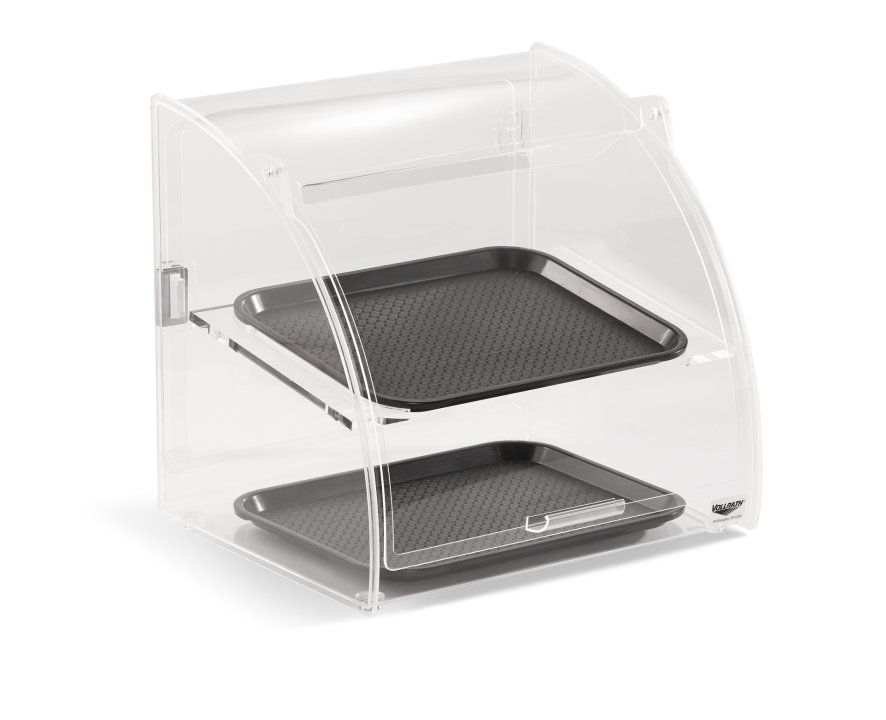 Small 3-tier clear acrylic Euro curved-front baked goods display case