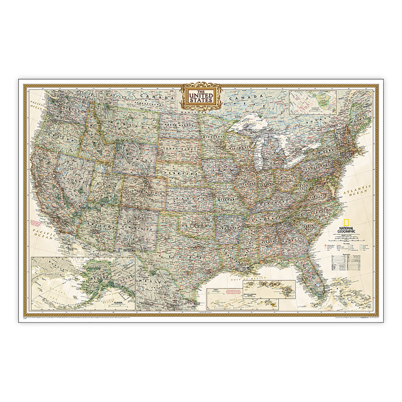 National Geographic United States Executive Map, Poster Size and ...