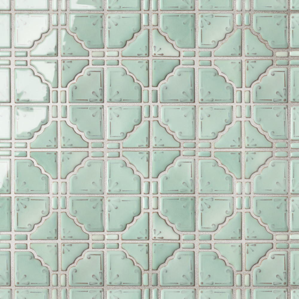 Sample - Hudson Moonbeam Mint Green Porcelain Mosaic Tile | Merola Tile