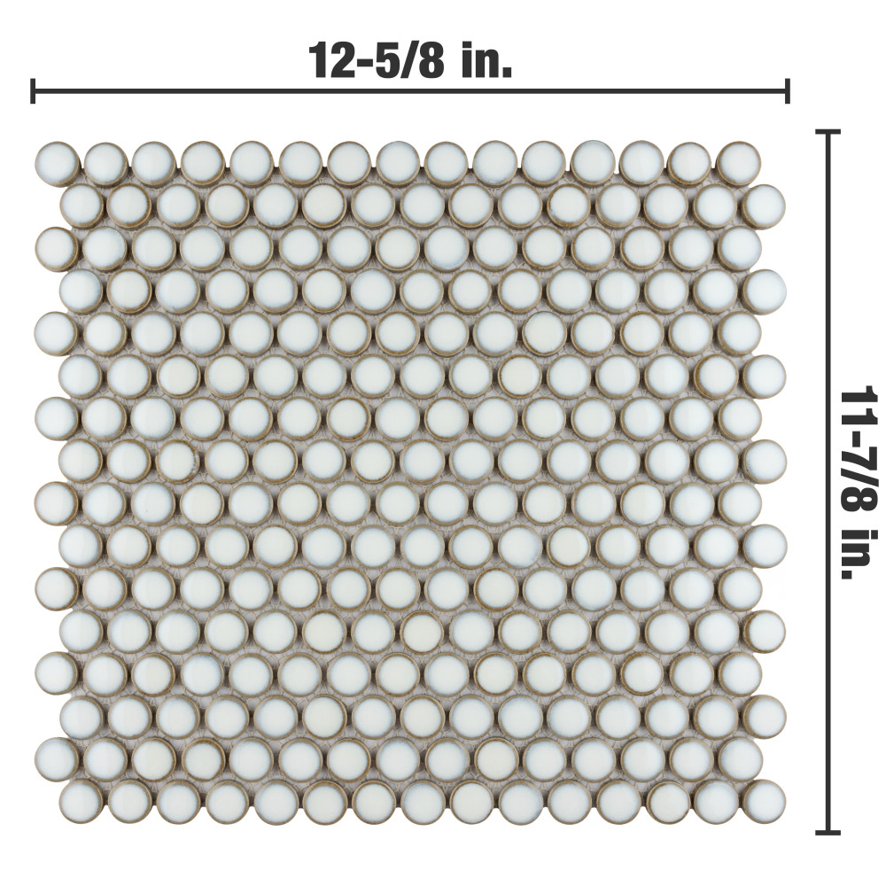 Hudson Penny Round Snowcap White 11-7/8 in. x 12-5/8 in. Porcelain ...