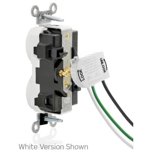 Leviton MT563-SI Lev-Lok® Duplex Receptacle, Nylon, 125V, 20A, 2-Pole ...