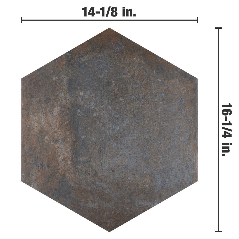 Boston Ferro Hex Ombra 14-1/8 in. x 16-1/4 in. Porcelain Floor and Wall ...
