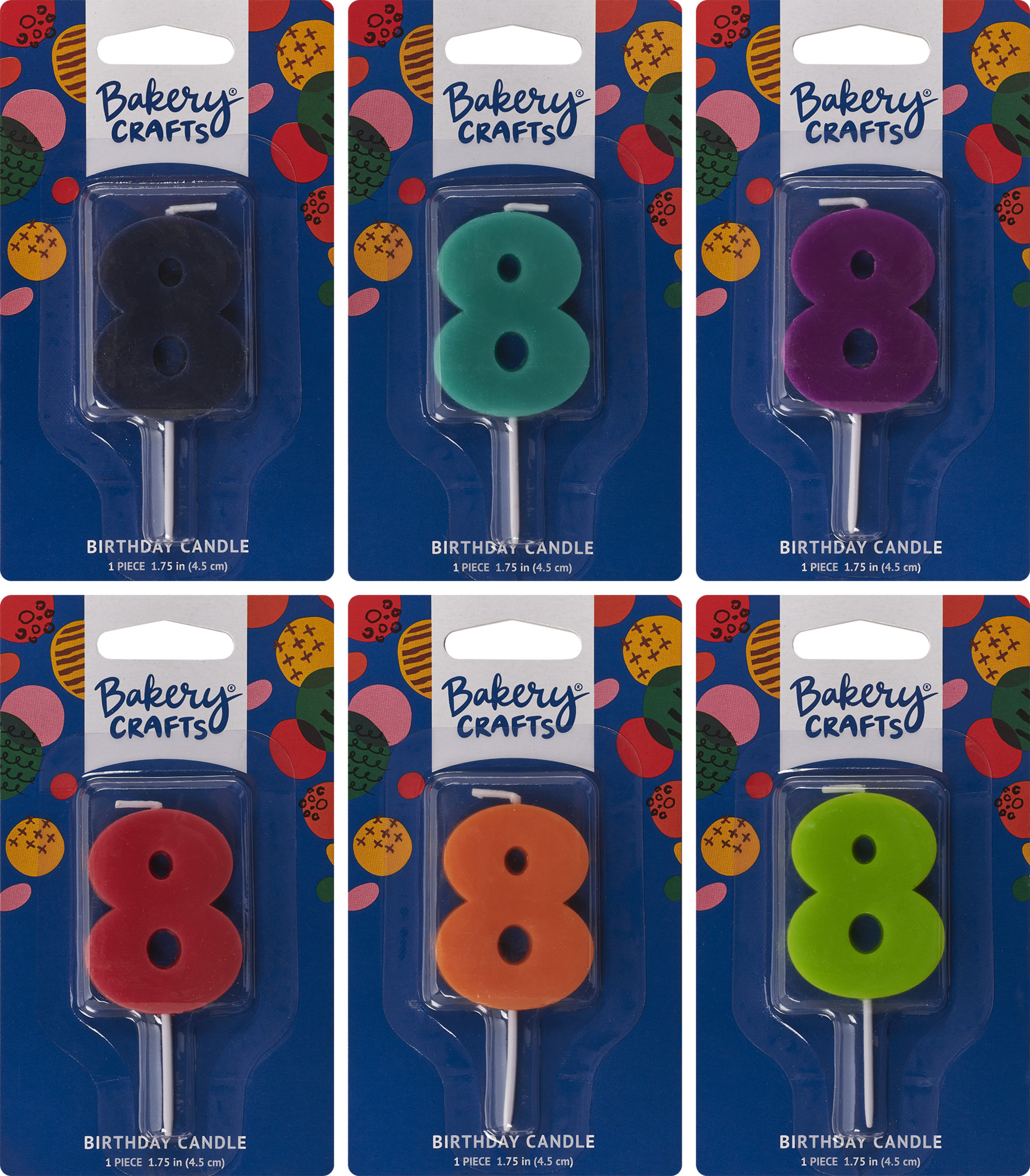 Mini Color Block Assorted 8 Numeral Candle | DecoPac