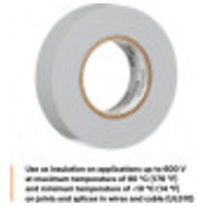 3M 165GY4A 3M™ Temflex™ Vinyl Electrical Tape 165, Gray, 3/4 In X 60 Ft ...