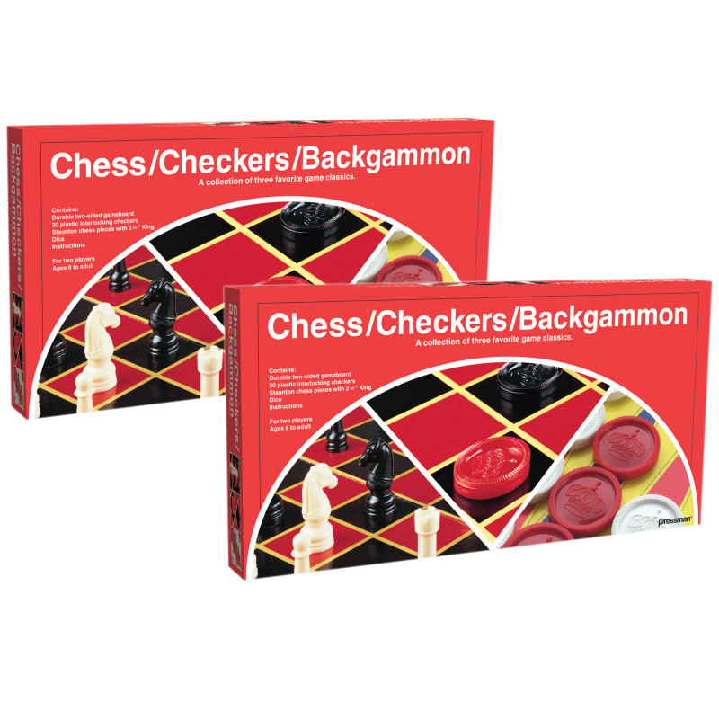 Pressman Chess/Checkers/Backgammon Board Game, Pack of 2 - National ...