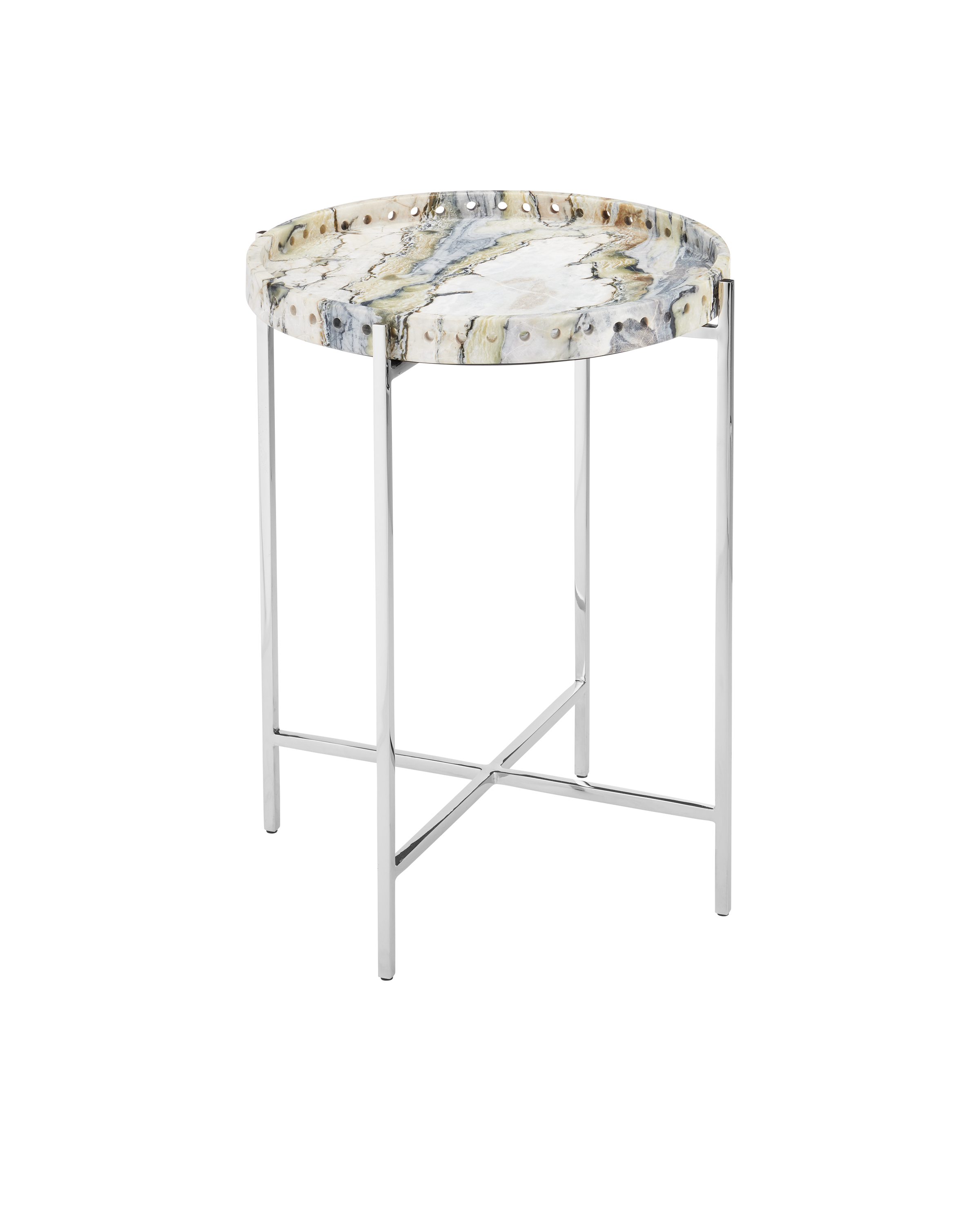 Freya Floral Jade Marble Accent Table