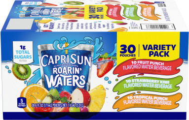 Capri Sun Roarin' Waters Fruit Punch, Strawberry Kiwi, & Tropical Punch Naturally Flavored Water ...