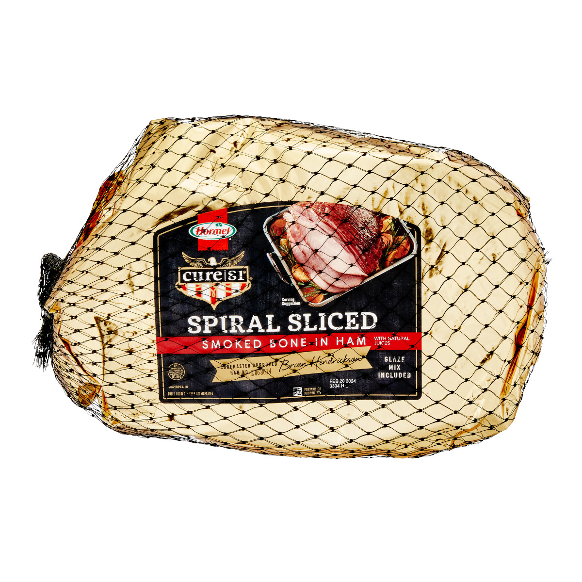 CURE 81® Spiral Sliced Bone-In Ham, Natural Juice, Half, 4 pc • Hormel ...
