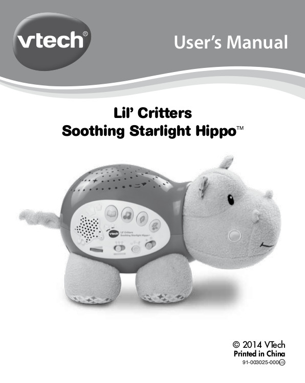 VTech Lil' Critters Soothing Starlight Hippo, Plush Baby Crib Toy ...