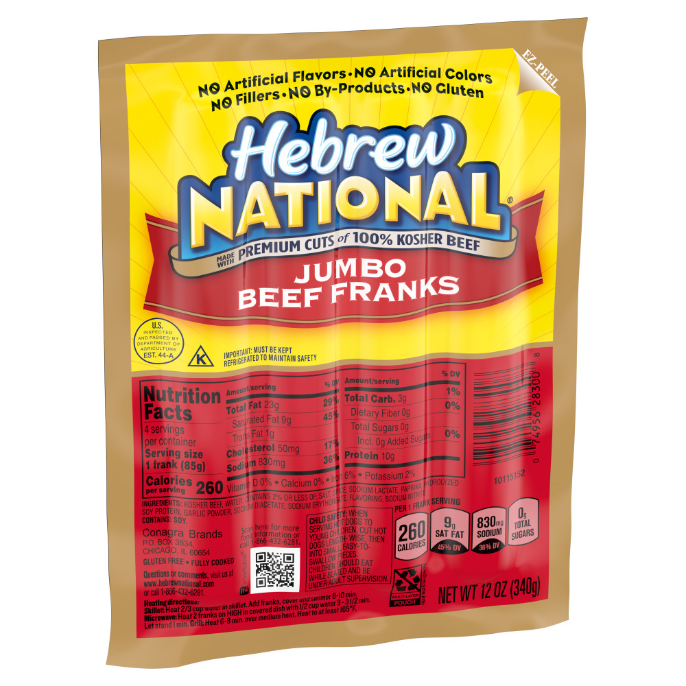 HEBREW NATIONAL Jumbo Beef Franks Hotdogs | Conagra Foodservice HEBREW NATIONAL Jumbo Beef Franks Hotdogs | Conagra Foodservice