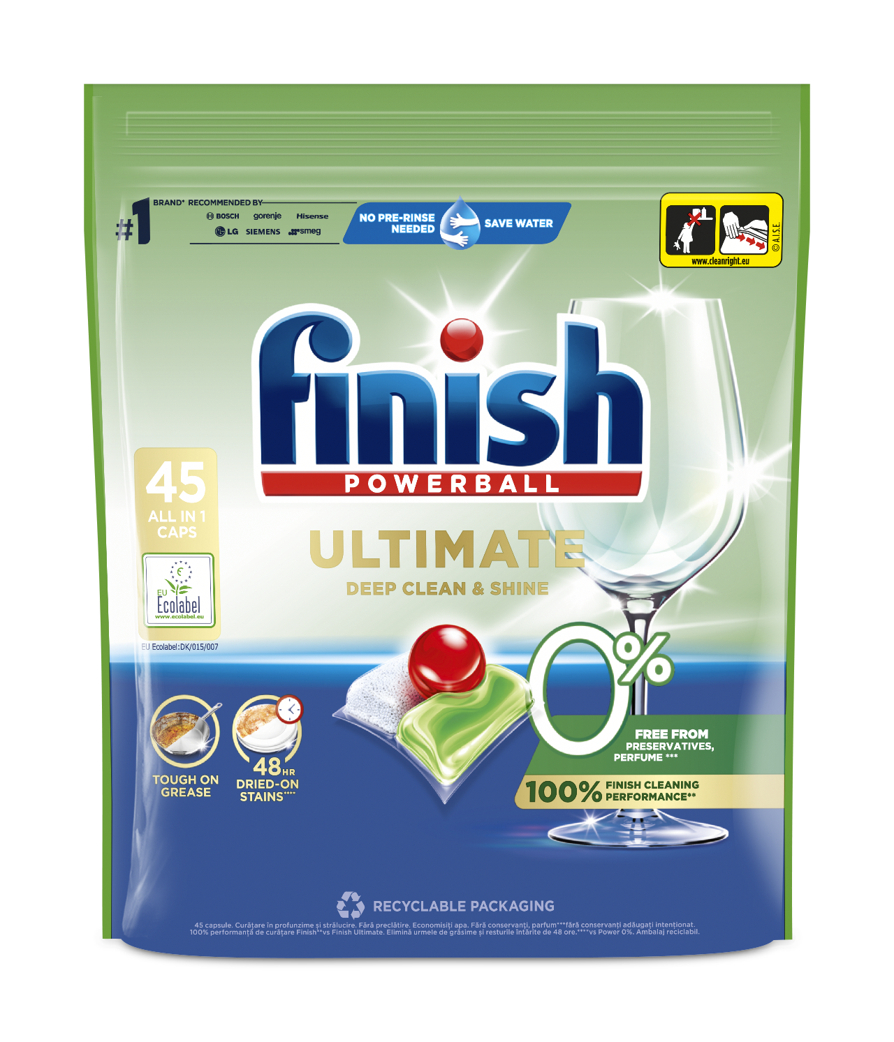 Finish Ultimate 0 % All in 1 kapsle do myčky nádobí | Finish® CZ