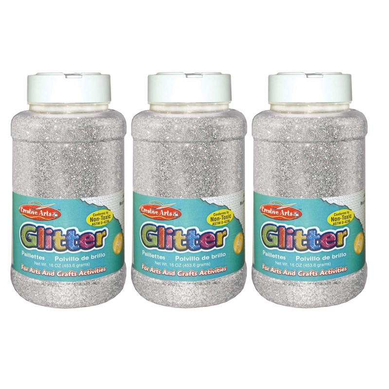 Charles Leonard Creative Arts™ Glitter, 1 lb. Bottle, Silver, Pack of 3 ...