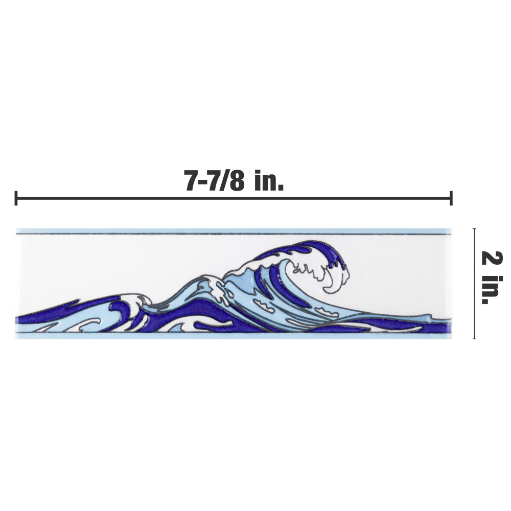 Captain Wave Pacific Blue 2 in. x 7-7/8 in. Ceramic Wall Trim | Merola Tile