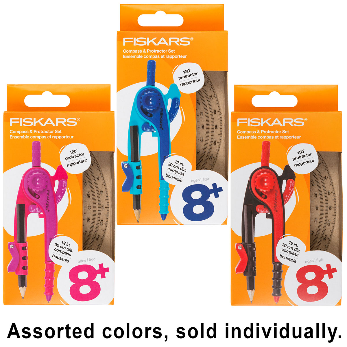 Compass and Protractor Set, Assorted Colors