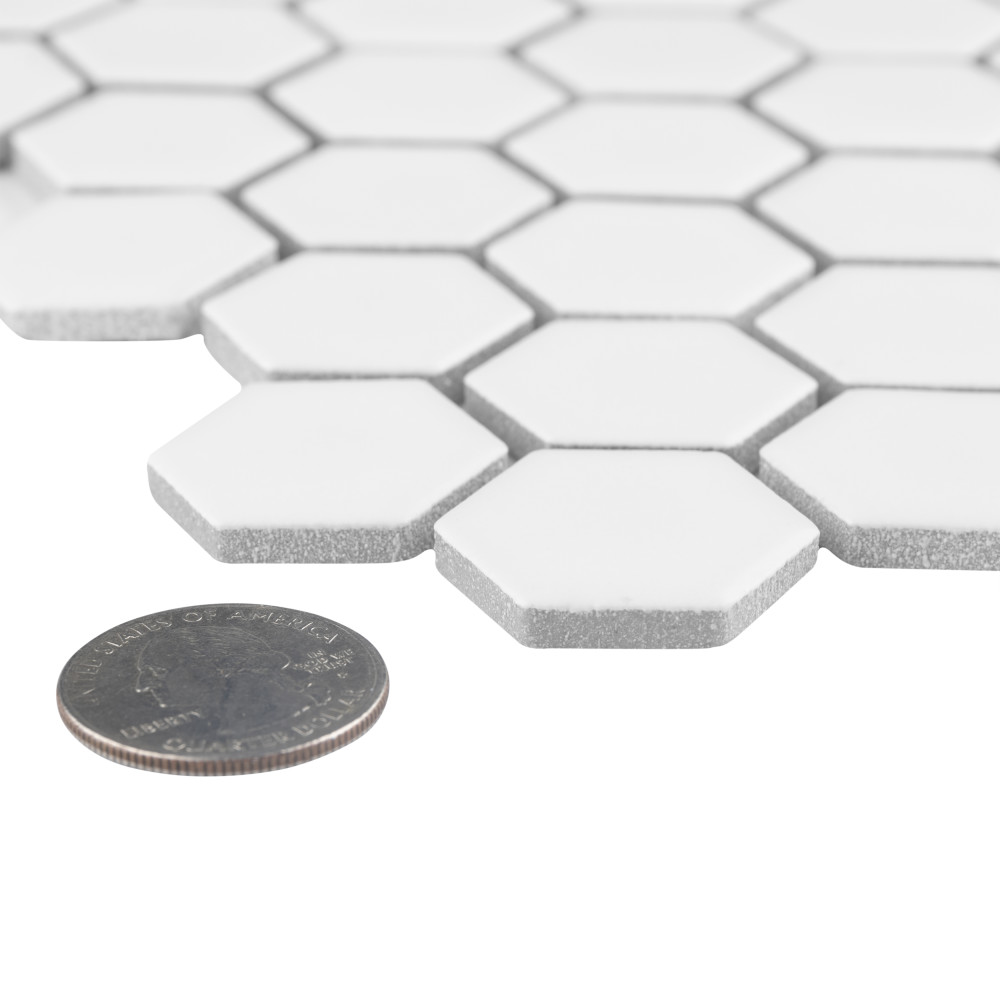 Hudson 1″ Hex Matte White 11-7/8 in. x 13-1/4 in. Porcelain Mosaic Tile ...