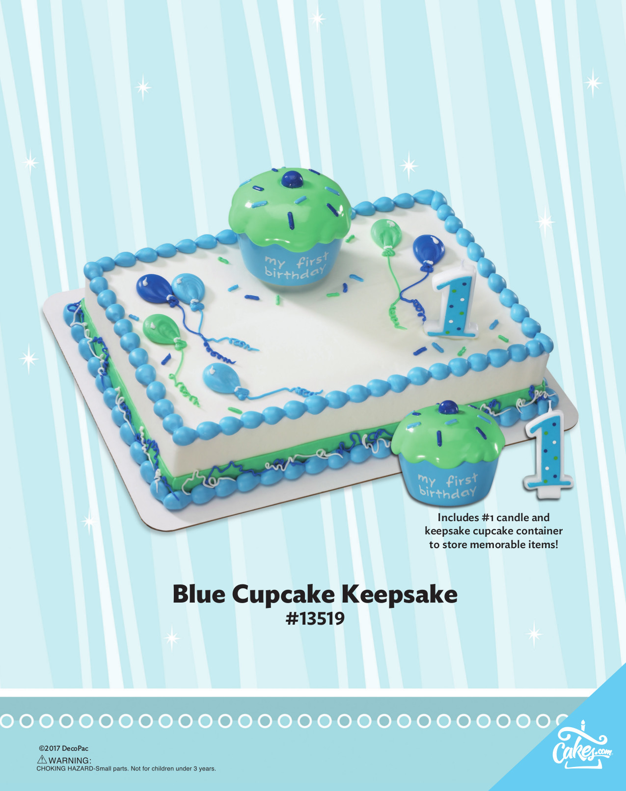 Cupcake Keepsake Blue Decoset 1 4 Sht Cake Tmoc Page | DecoPac