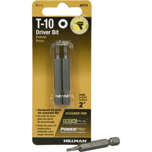Hillman T10 Star Driver Bit (2") - 2 pc