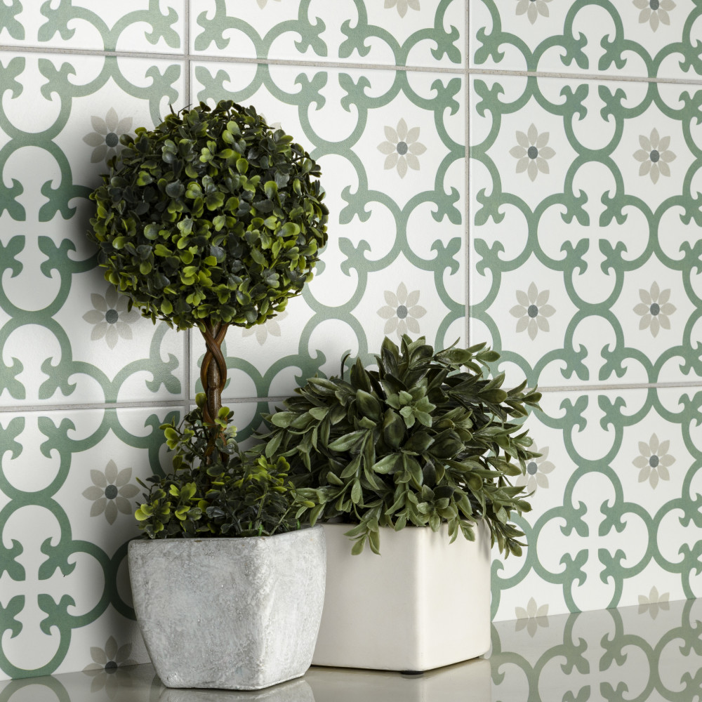 Daria Kale 9-3/4 in. x 9-3/4 in. Porcelain Floor and Wall Tile | Merola ...