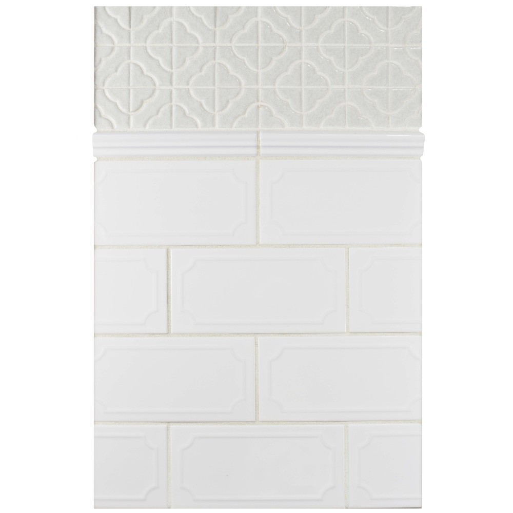 Blanco Brillo Zen 1-1/4 in. x 7-7/8 in. Ceramic Wall Trim | Merola Tile
