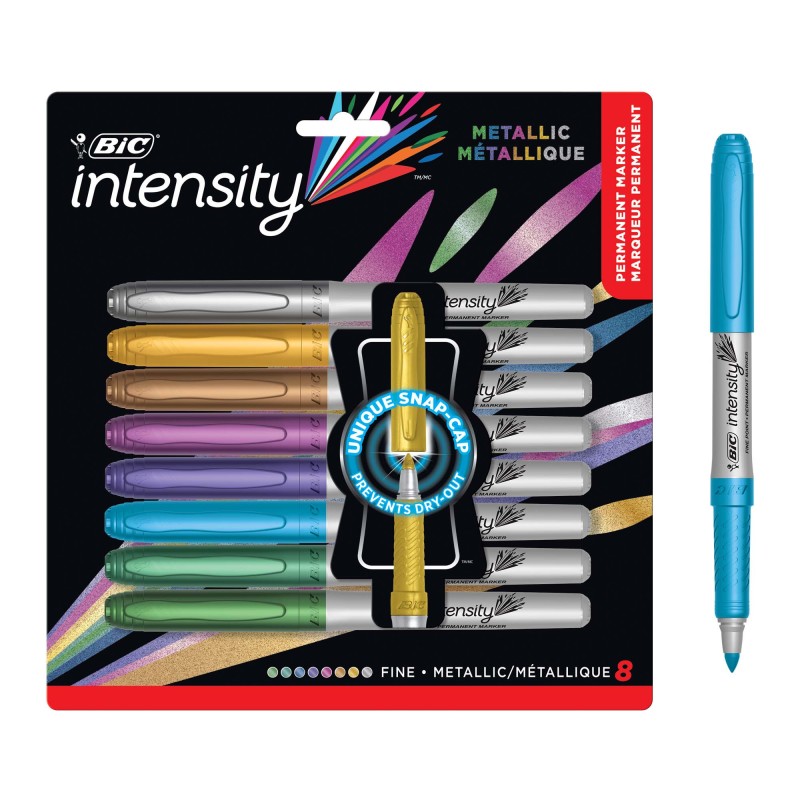 BIC® Intensity Metallic Permanent Markers, Fine Point, Assorted ...