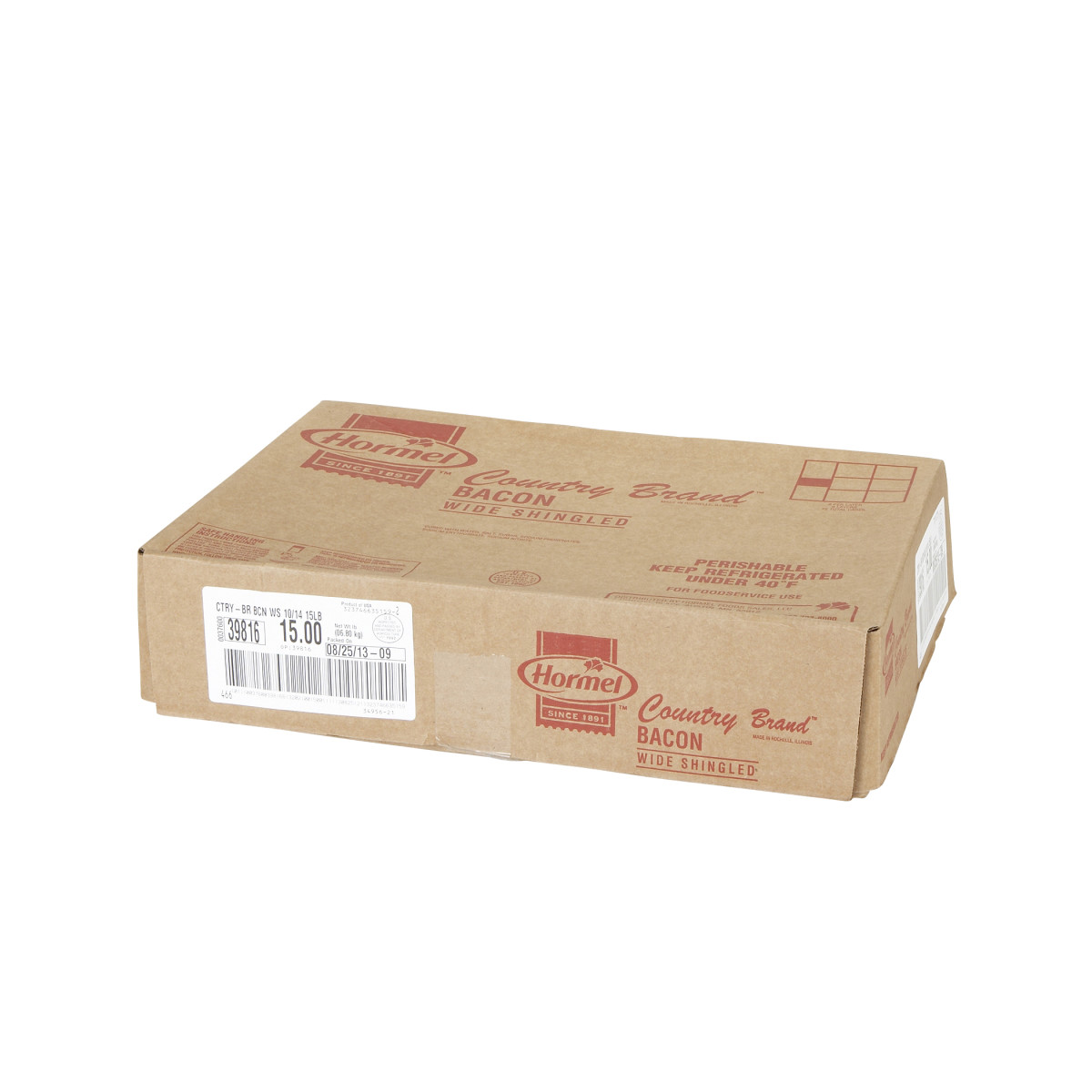 GCF COUNTRY BRAND™ Bacon Wide-Shingled 10/14 15LB • Hormel Product Code ...