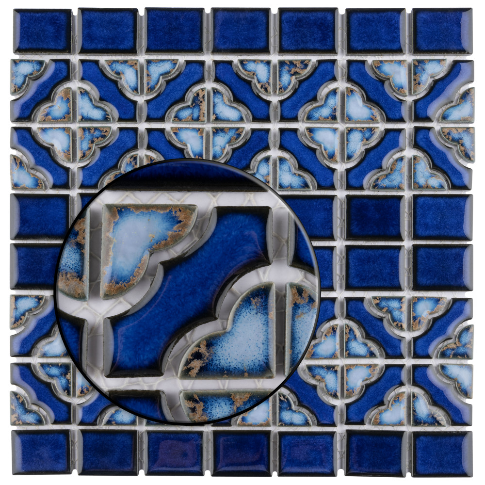 Tower Cobalt Delta 12 in. x 12-1/8 in. Porcelain Mosaic Tile | Merola Tile