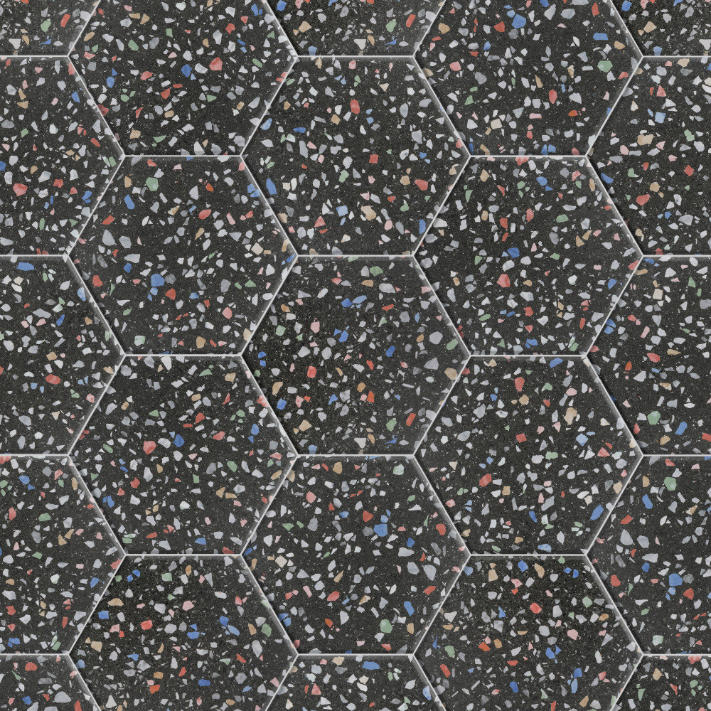 Venice Hex Colors Dark 8-5/8 in. x 9-7/8 in. Porcelain Floor and Wall ...