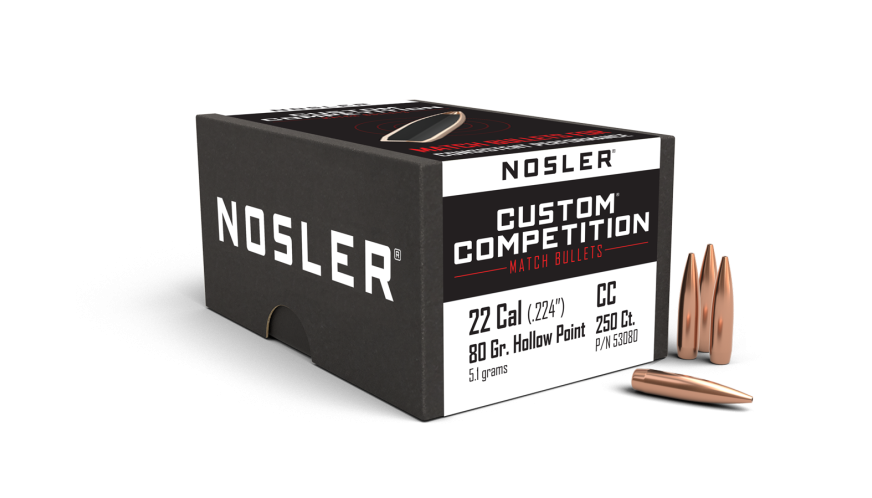 Nosler Custom Competition CC - 22 80g HPBT (250ct) Bullets 53080 For ...