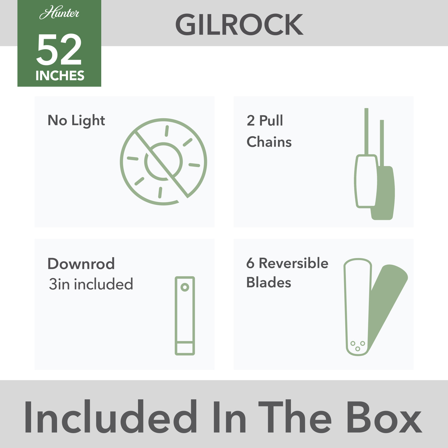 Hunter Gilrock No Light 52 inch – Hunter Fan