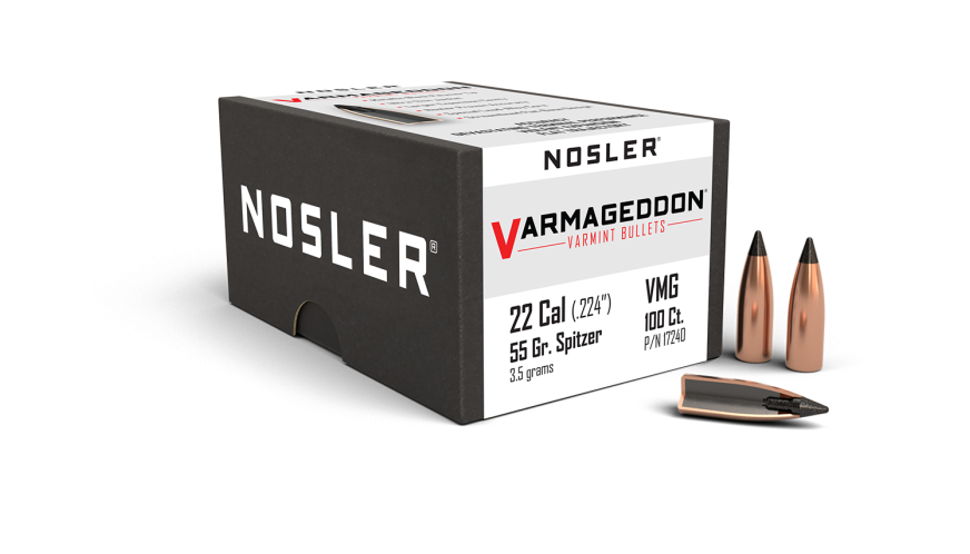 Nosler Varmageddon VG - 22 55g FB Tipped (100ct, M/P of 3) Bullets ...