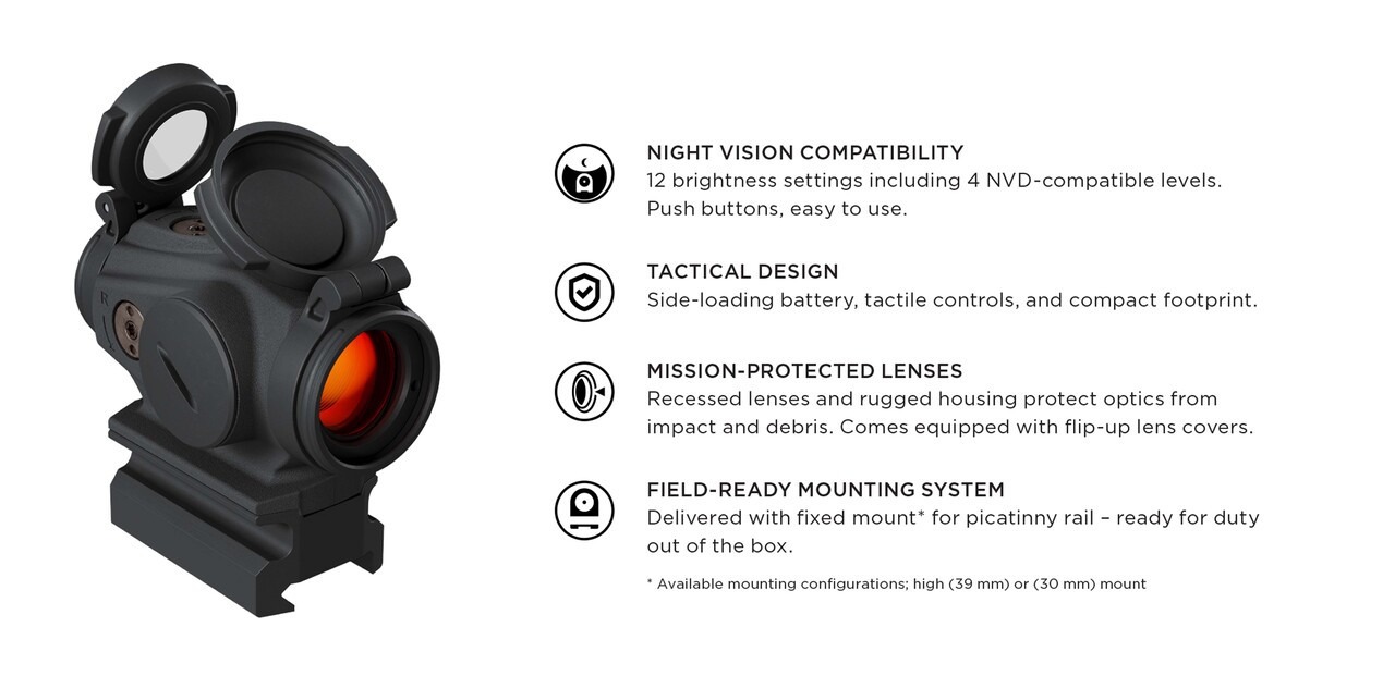 Aimpoint Duty RDS MR 2 MOA Dot / 65 MOA Circle 39mm Mount Reflex Sight ...