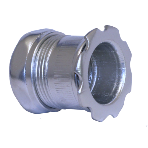 Metal conduit connector with threaded body and locking ring, isolated ...