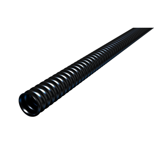 Black liquid-tight non-metallic flexible conduit shown diagonally on a ...