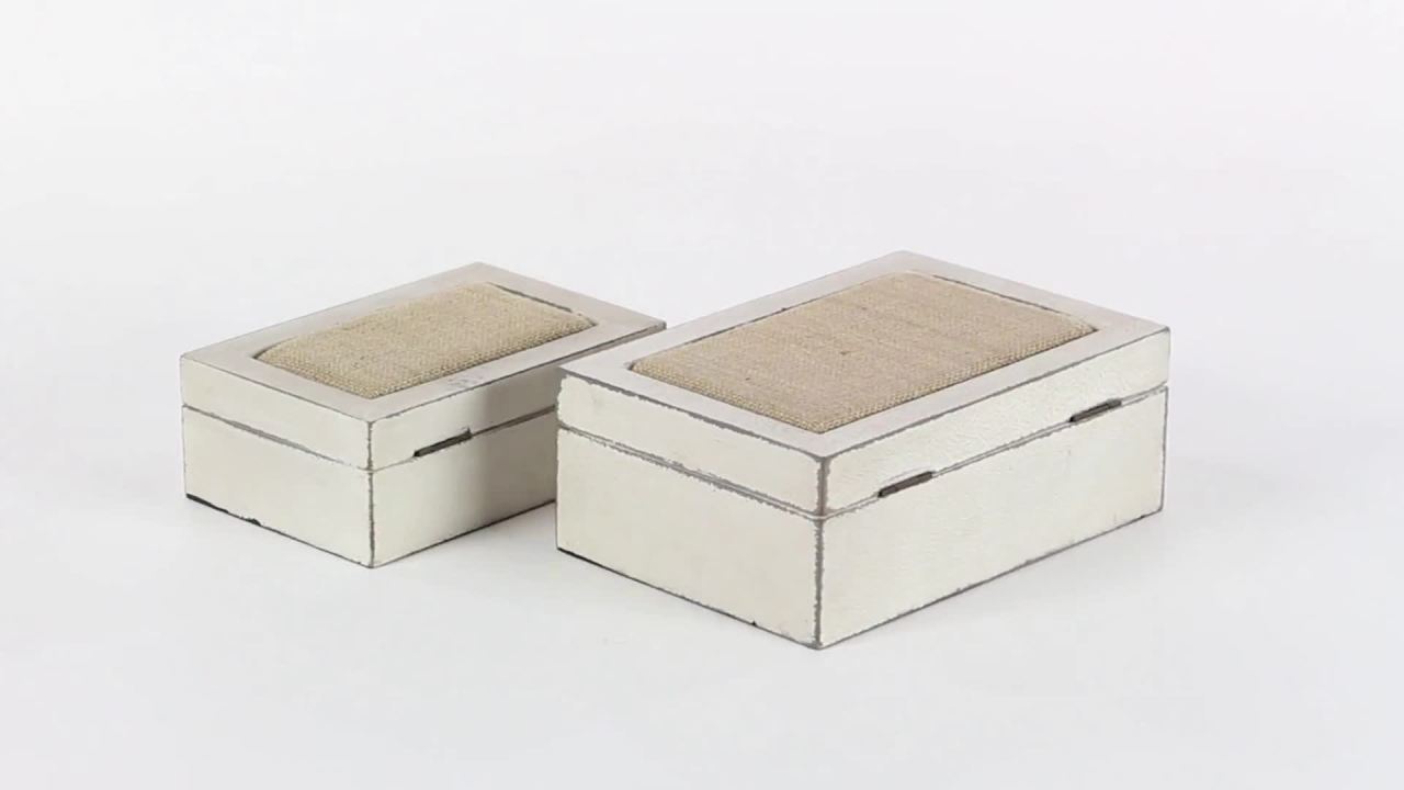 DecMode White Wooden Decorative Box with Hinged Lid, 2 Count - Walmart.com