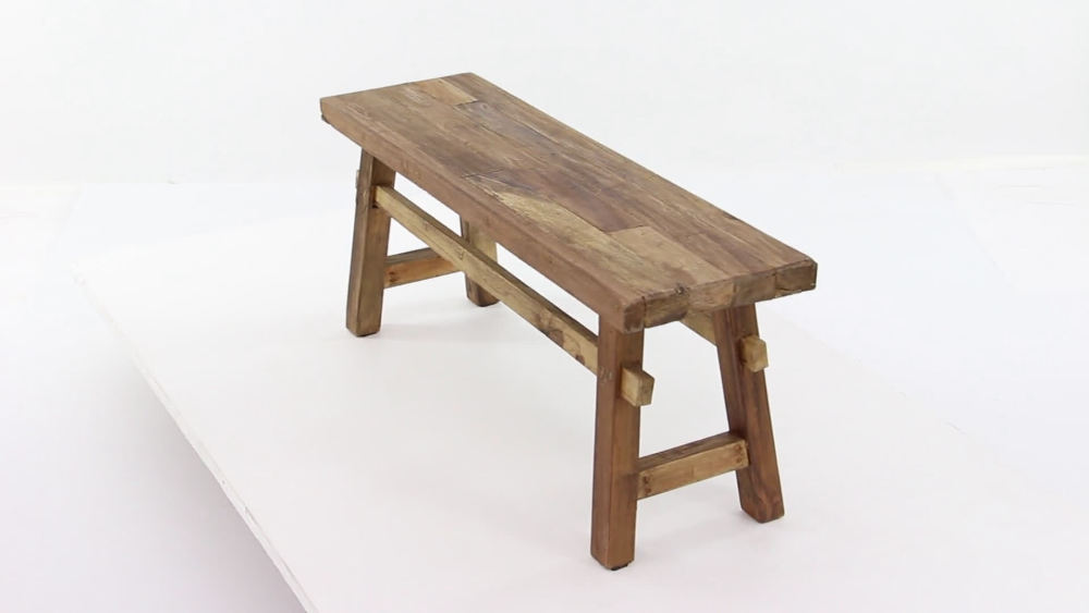 DecMode Wood Handmade Distressed Bench with High Trestle Legs, Brown ...