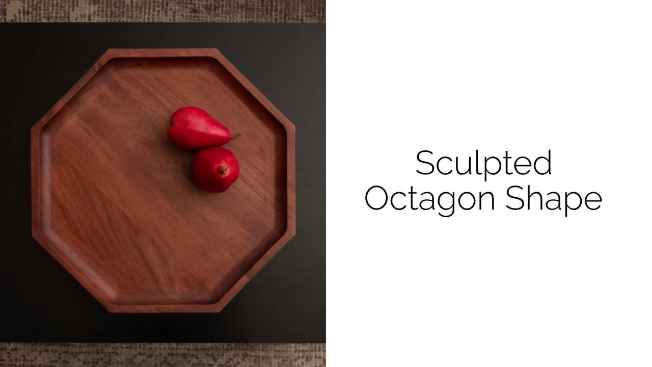 Kate and Laurel Thorpe Mid-Century Solid Wood Octagon Serving Tray, 16 ...